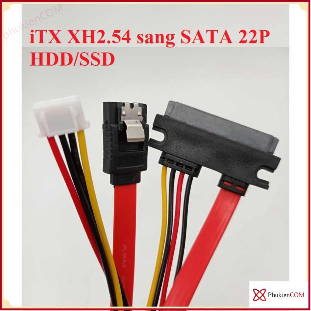 Cáp nguồn iTX XH2.54 sang SATA 22pin ổ cứng HDD SSD cho mainboard iTX ...