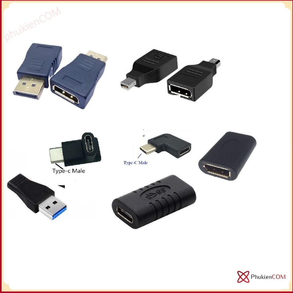 Đầu nối Displayport (DP), đầu chuyển đổi usb c/ type c, bẻ góc 90 độ ...