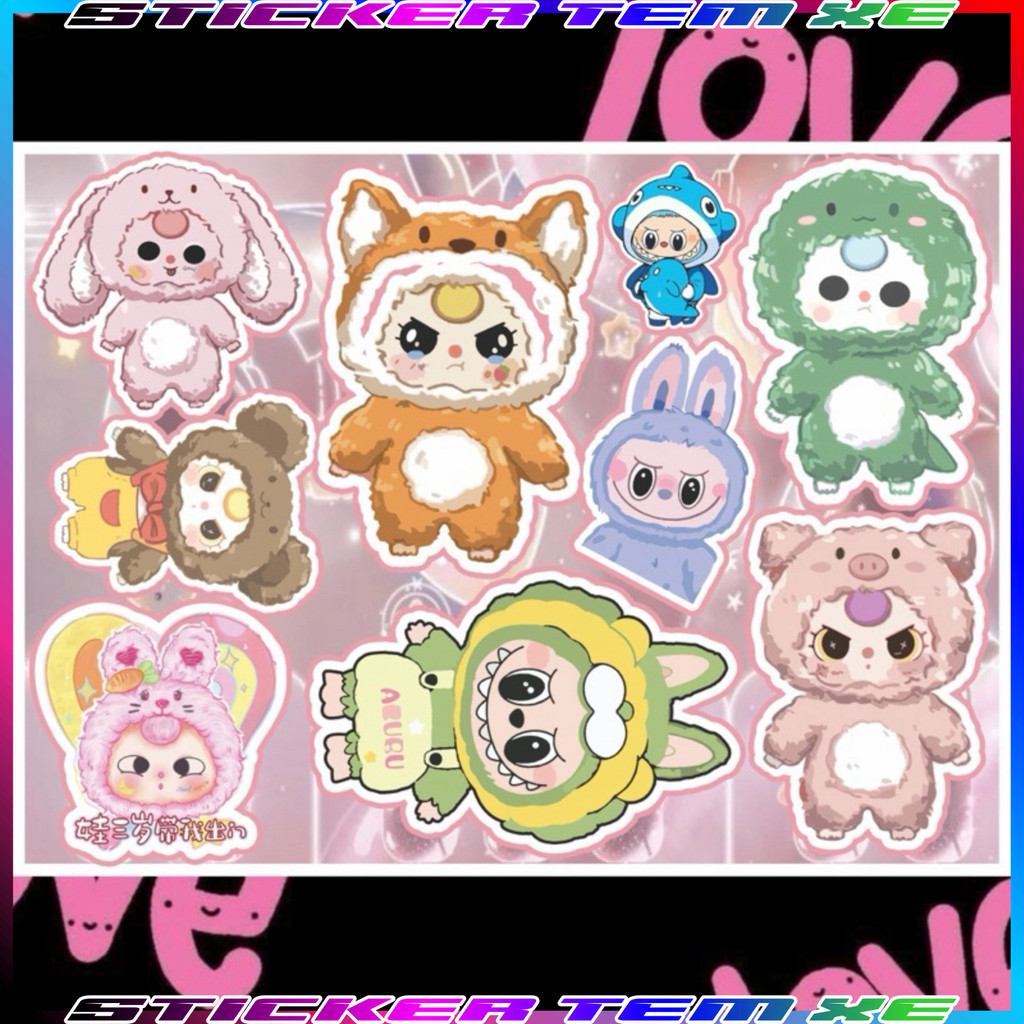 Sticker tem dán nhãn dán tafu baby three labubu dán trang trí xe máy xe ...