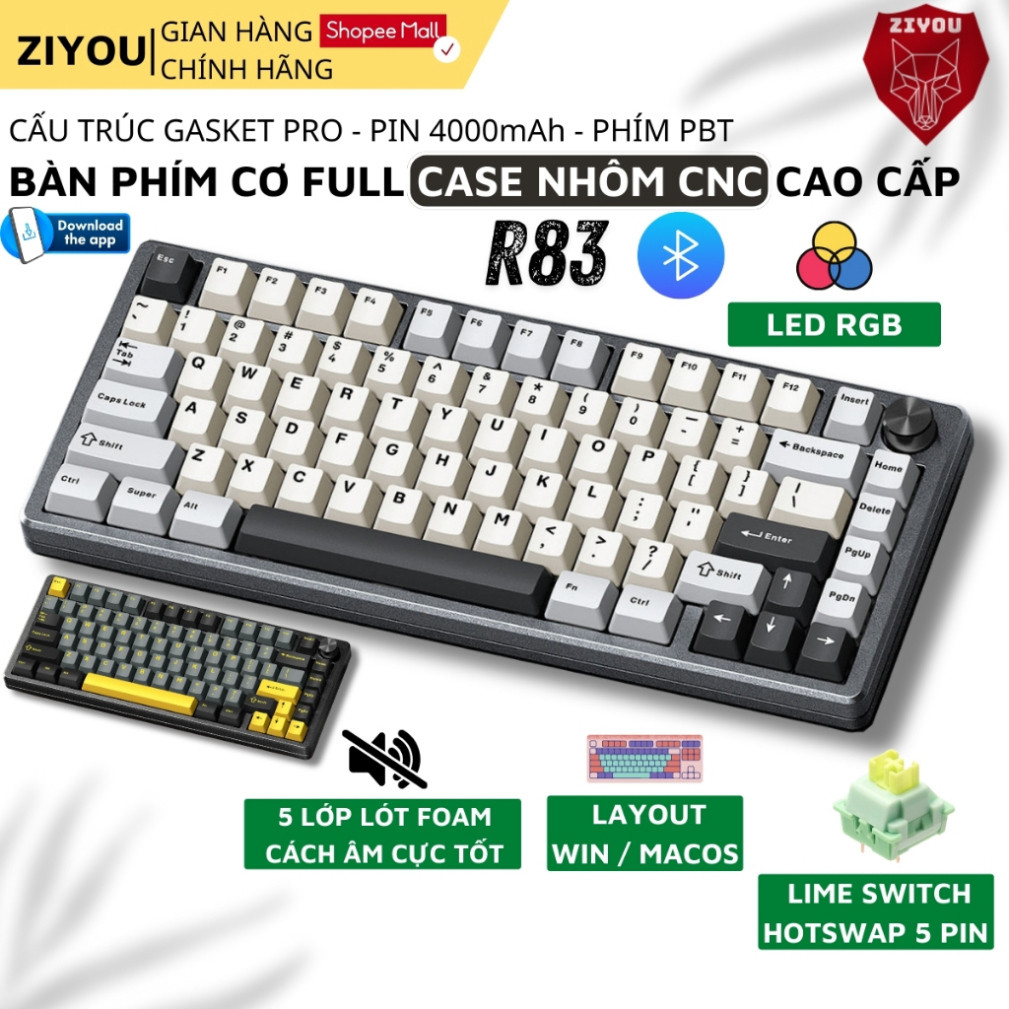 Bàn Phím Cơ Bluetooth Không Dây Ziyou Dark Alien R83 Case Full Nhôm Cao ...