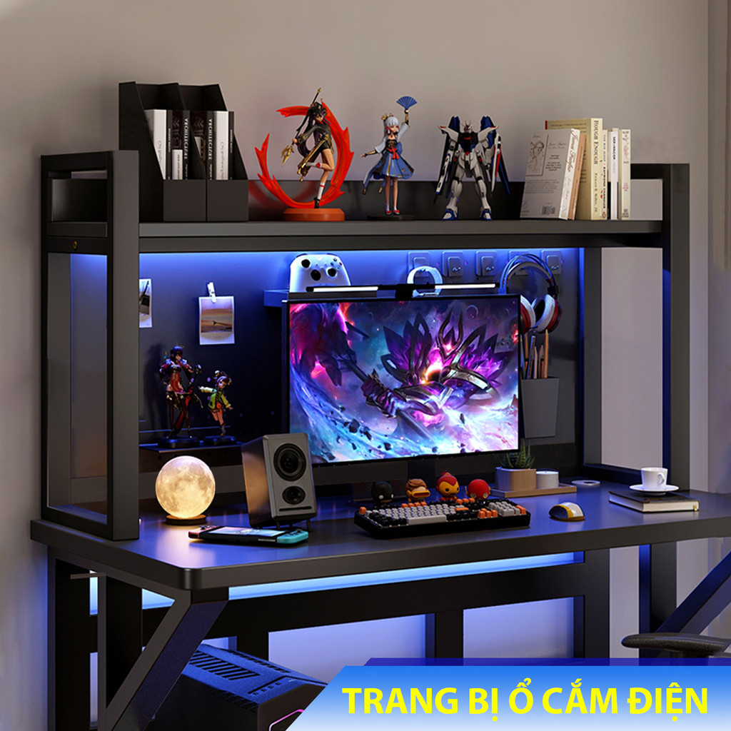 Kệ để bàn decor gaming đen trang trí bàn pc giá sách đa năng trưng bày ...