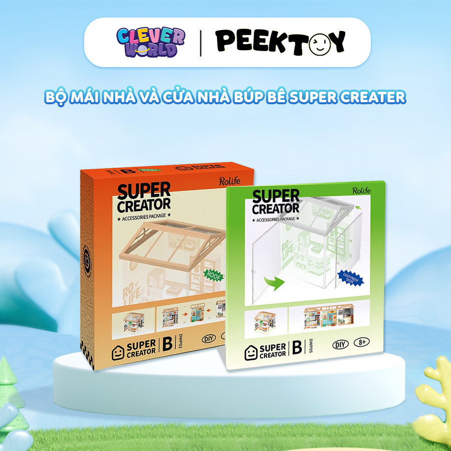 Bộ Phụ Kiện Mái Nhà, Cửa Mica Chống Bụi Nhà Búp Bê Bằng Nhựa Robotime Rolife Super Creator ...