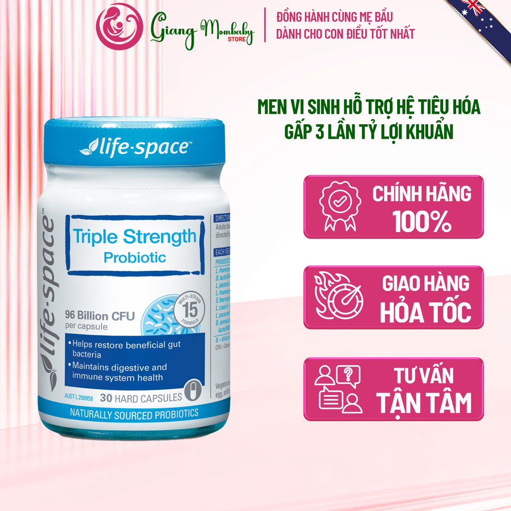 Men vi sinh hỗ trợ hệ tiêu hóa - Triple Strength Probiotic - Giảm đầy ...