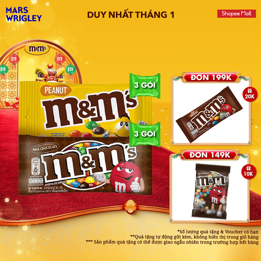 Combo 3 gói Kẹo Sô Cô La Sữa M&M'S 37g và Combo 3 Kẹo Sô Cô La Đậu Phộng M&M'S 37g | Shopee Việt Nam