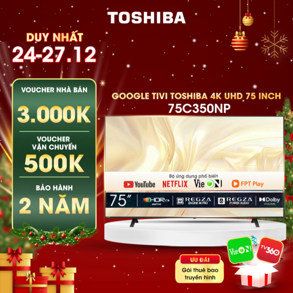 Google Tivi TOSHIBA 75 inch 75C350NP, Smart TV Màn Hình LED 4K UHD ...