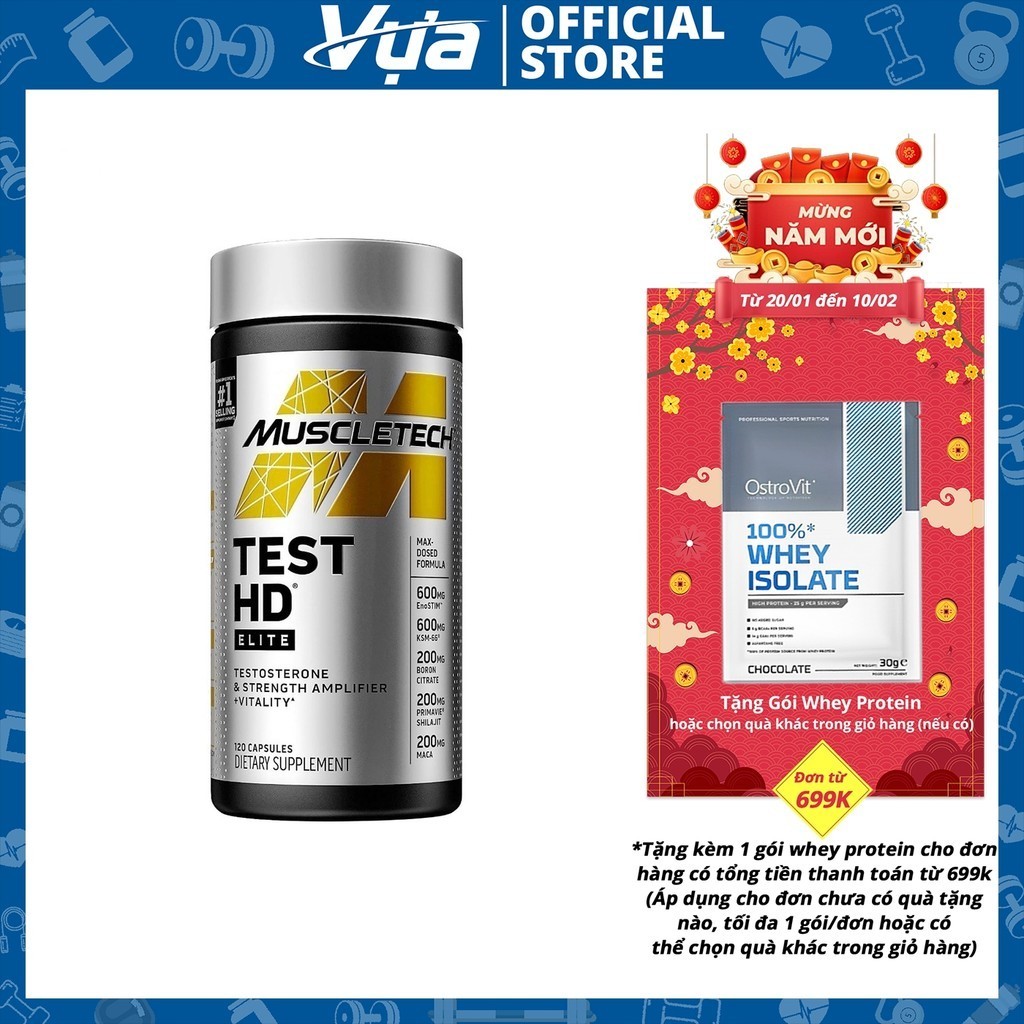 Viên uống MuscleTech - Test HD Elite (120 viên) - Hỗ trợ tăng cường ...