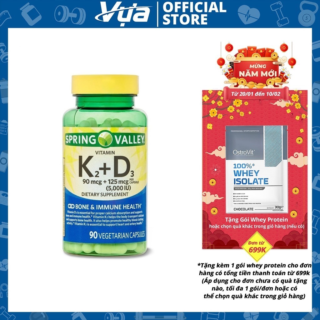 Viên uống Spring Valley - Vitamin K2+D3 (90 viên) - Hỗ trợ xương khớp ...