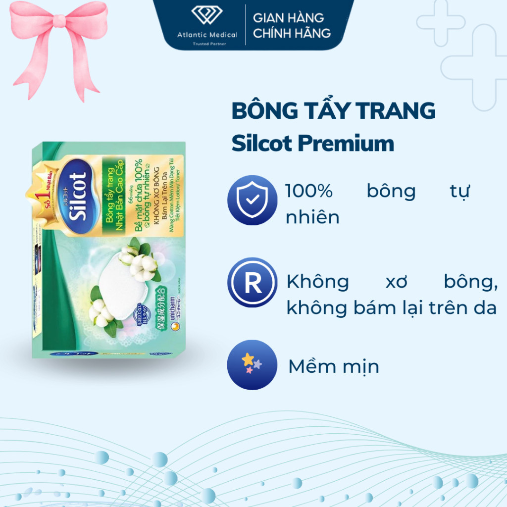 Bông Tẩy Trang Cao Cấp Silcot Premium Mềm Mịn Không Xù Hộp 66 miếng ...