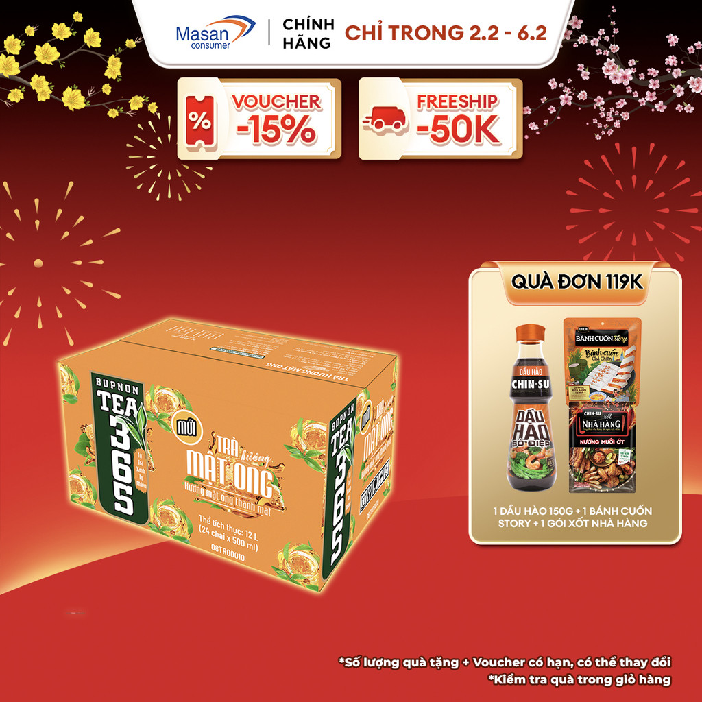 Trà BUPNON TEA365 Hương Mật Ong - Thùng 24 Chai x 500ML | Shopee Việt Nam