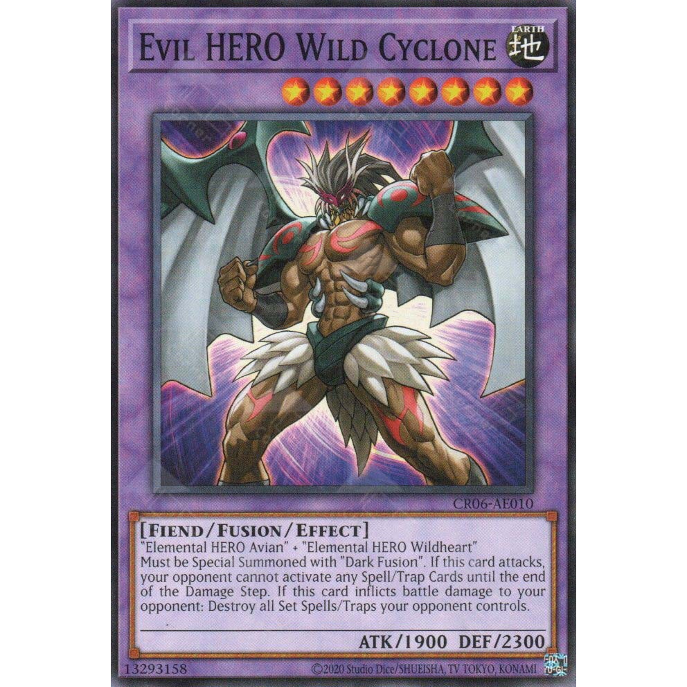 [ Bài Yugioh Chính Hãng ] CR06-AE010 Evil HERO Wild Cyclone - Common ...