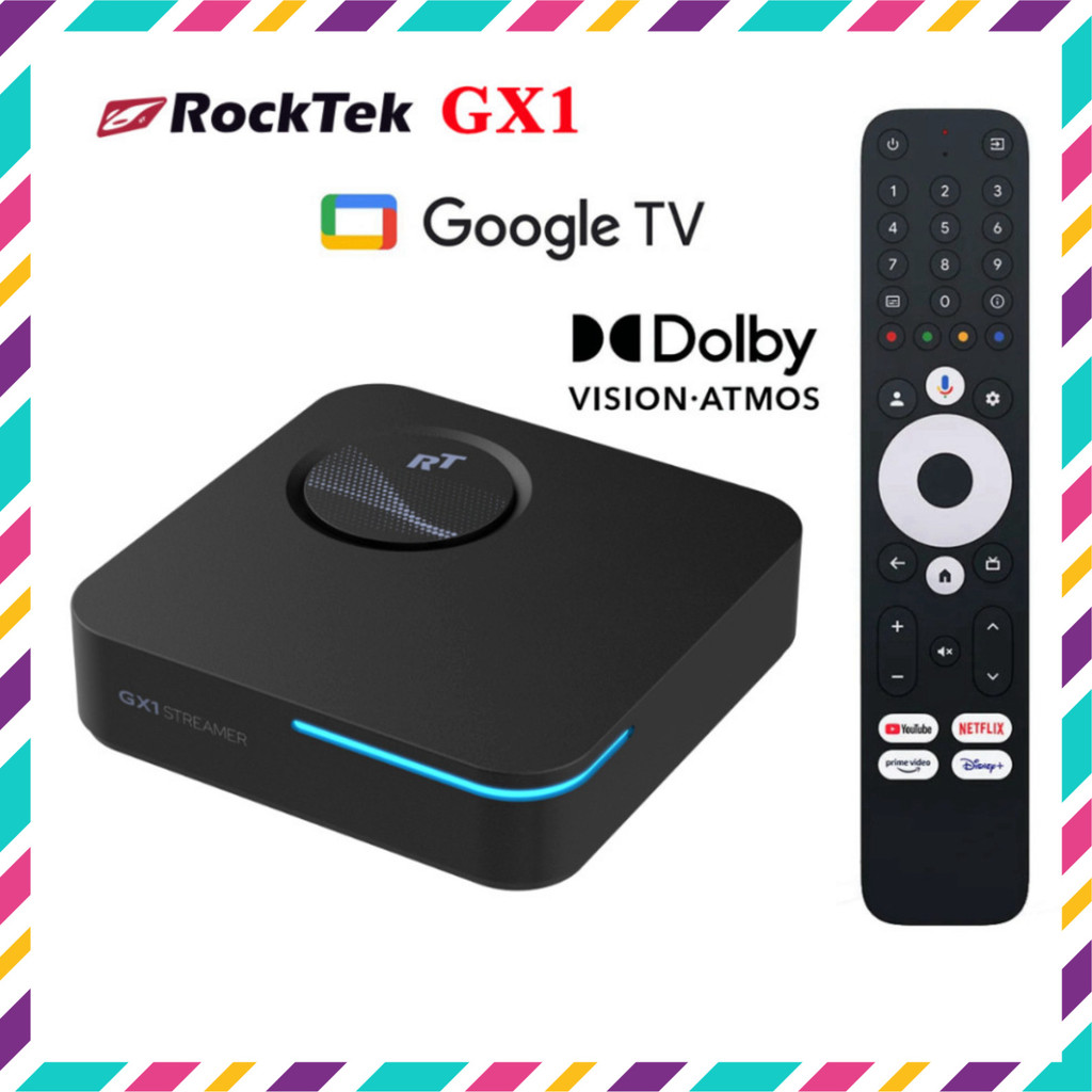 Android TV Box RockTek GX1 Google TV 12 Realtek RTD 1325 4GB/32GB WiFi6 Dolby ATMOS DTS-X ...