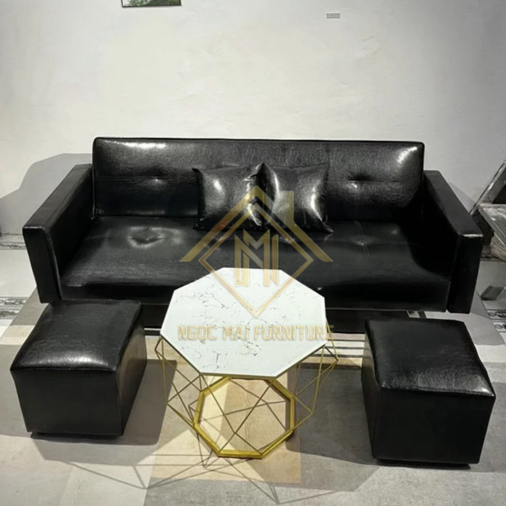 Bộ sofa da simili đen tuyền thời thượng - sofa da simili xuất đi - Bảo Hành 12 tháng | Shopee ...