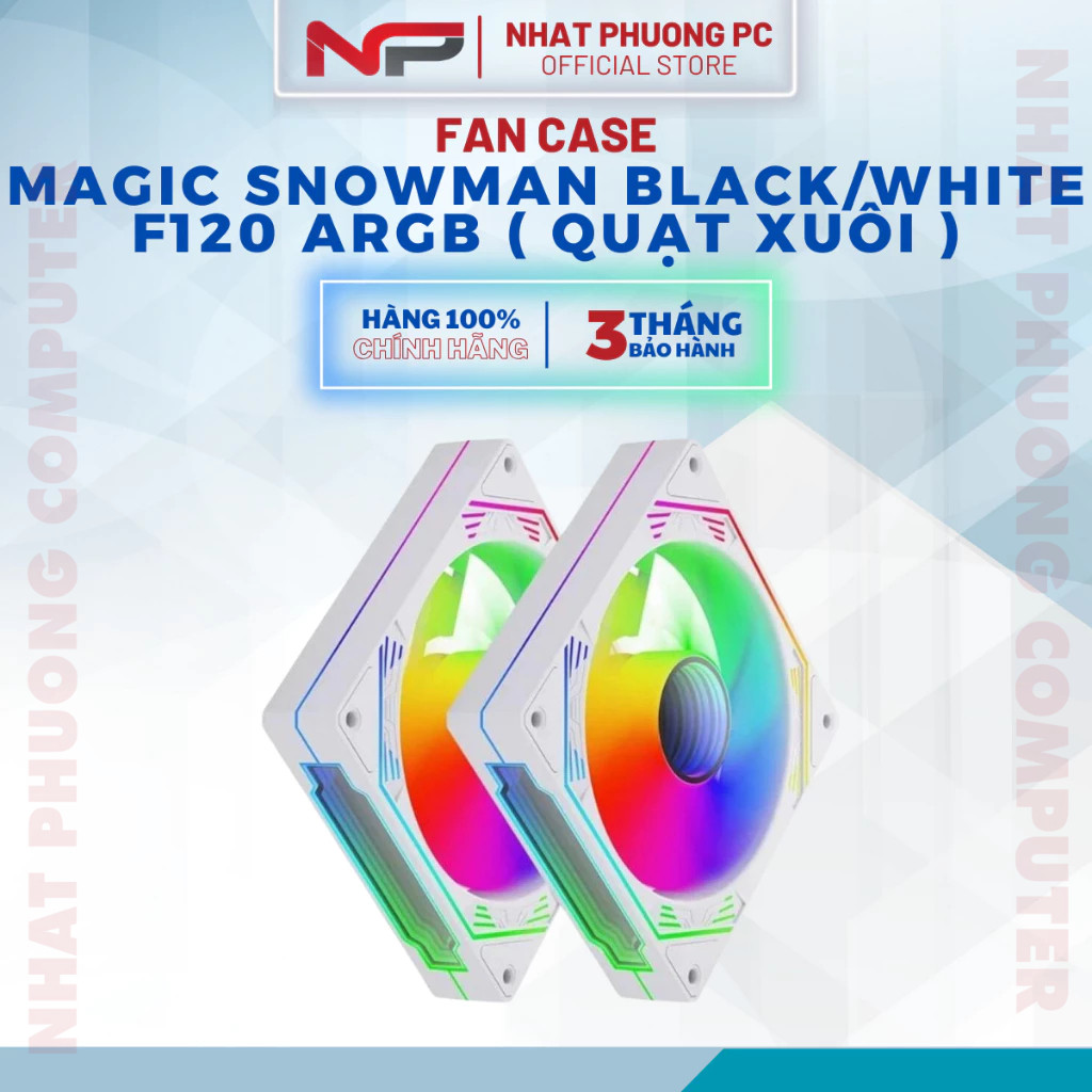 FAN CASE MAGIC SNOWMAN BLACK/WHITE F120 ARGB ( QUẠT XUÔI ) - HÀNG CHÍNH ...