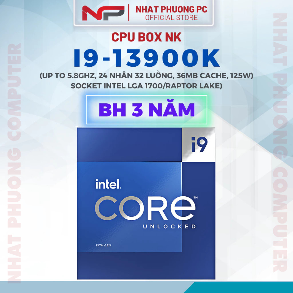 Bộ vi xử lý Intel Core i9 13900K / 3.0GHz Turbo 5.8GHz / 24 Nhân 32 Luồng / 36MB / LGA 1700 ...