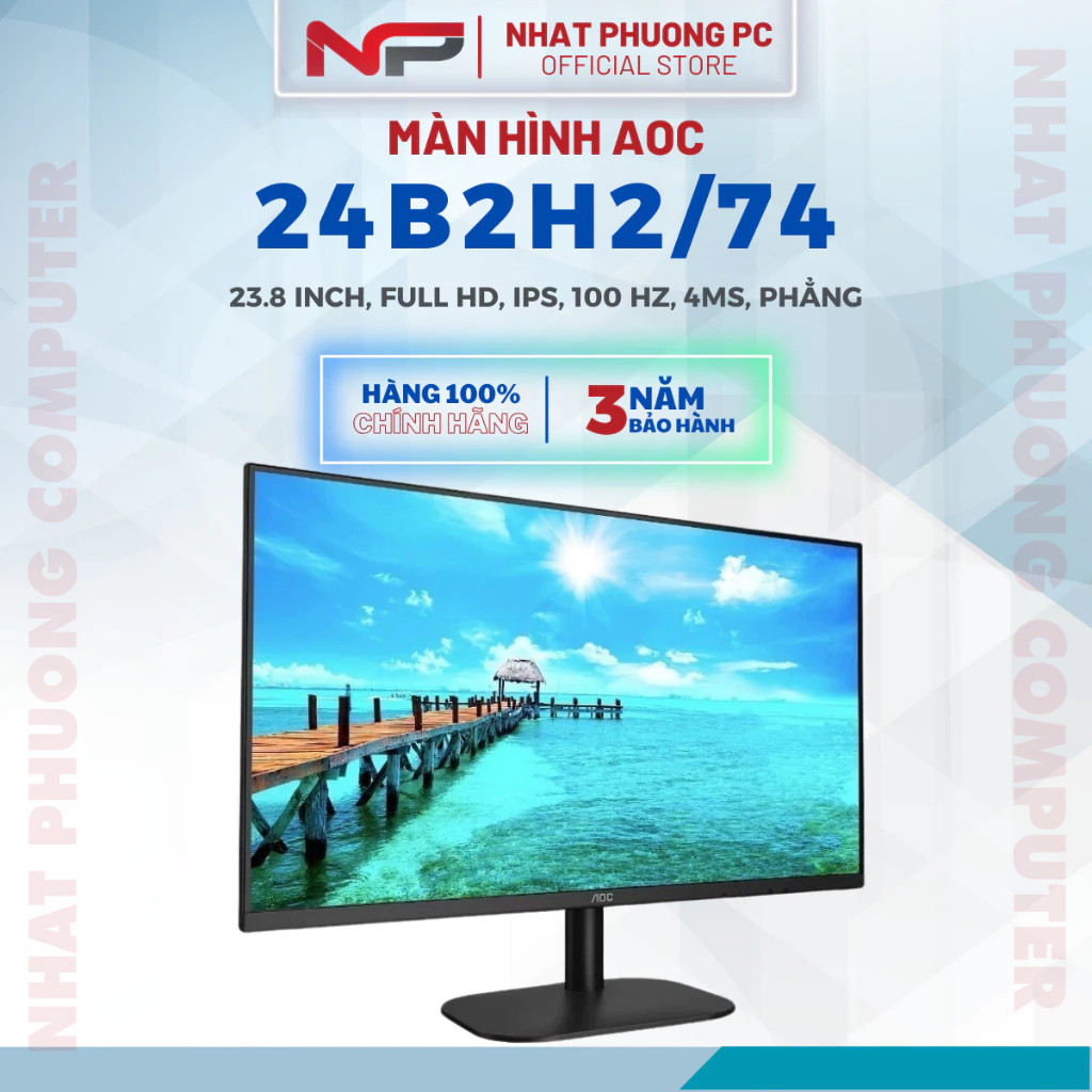Màn hình AOC 24B2H2/74 | 23.8 inch, Full HD, IPS, 100 Hz, 4ms, phẳng ...