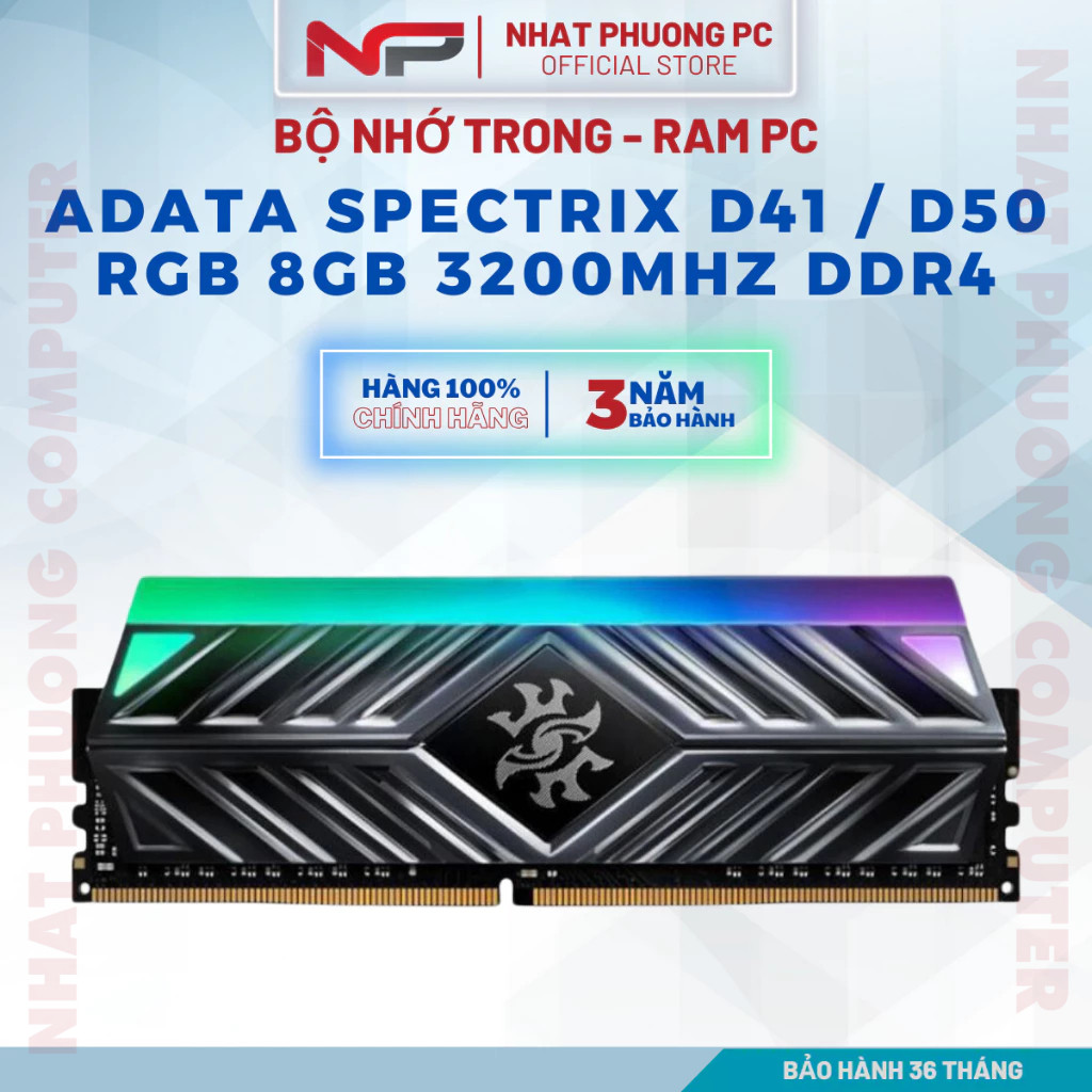 Ram Adata Spectrix D41 / D50 RGB 8GB 3200Mhz DDR4 | Shopee Việt Nam