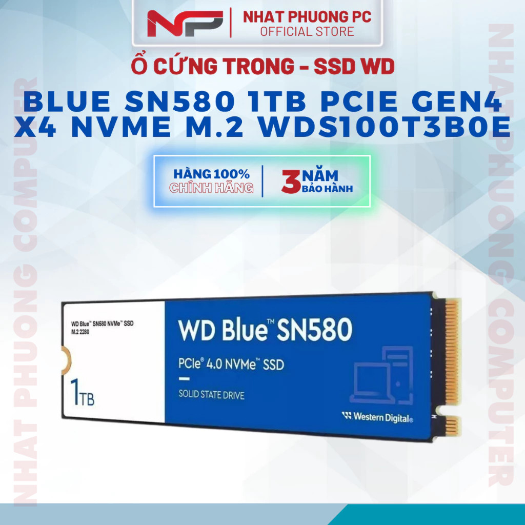 Ổ cứng SSD Western Digital Blue SN580 1TB PCIe Gen4 x4 NVMe M.2 ...