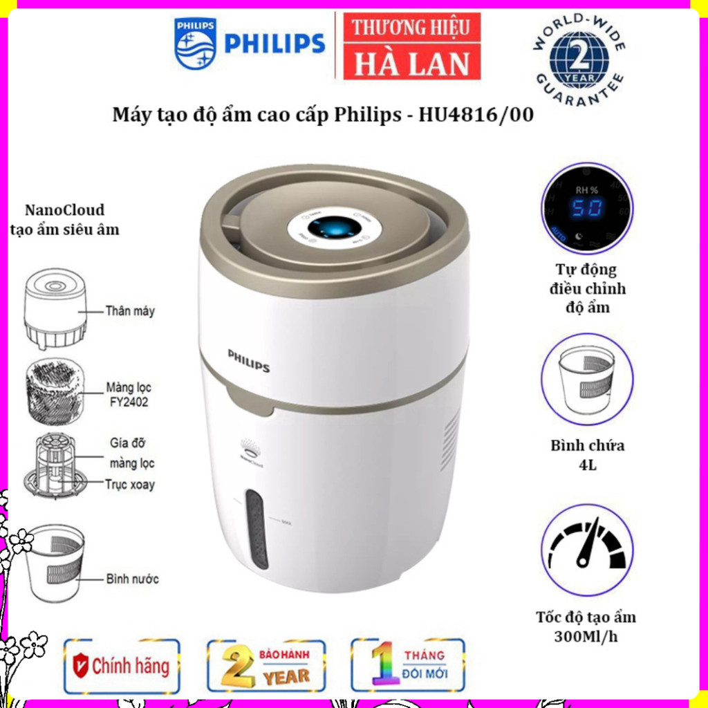 Máy tạo độ ẩm Philips HU4816/00 - Dung tích 4 lít - Bản Châu Âu Hướng Dẫn Sử Dụng Tiếng Anh ...