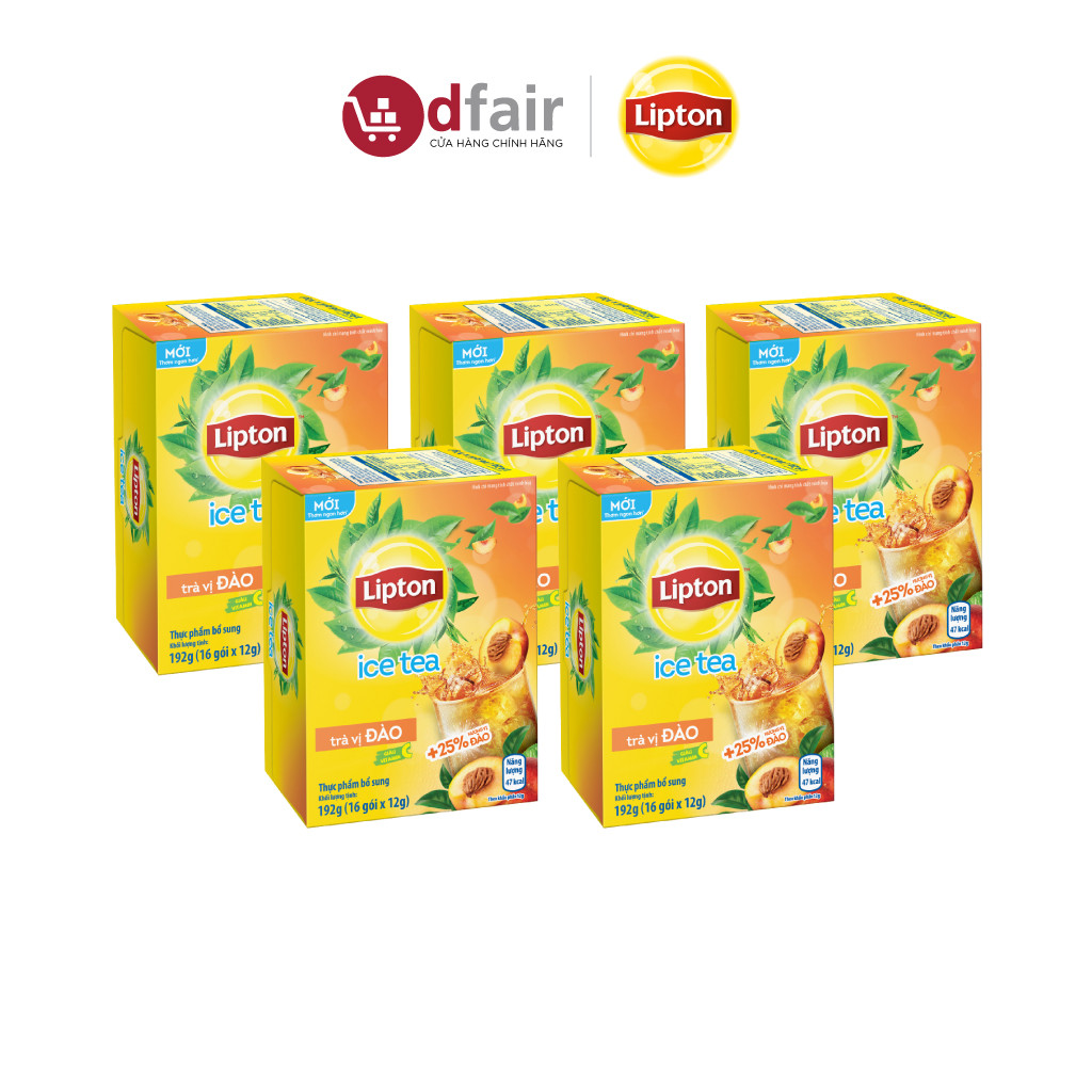 LIPTON Combo 5 hộp Trà Đào Ice Tea (12g x 16 Gói) | Shopee Việt Nam