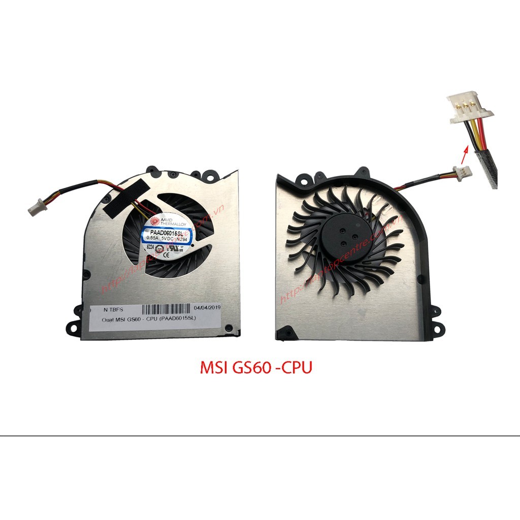Quạt ORG + MSI GS Stealth GS60 PAAD06015L-N293 5V 0,55A 3 chân & GS60 ...