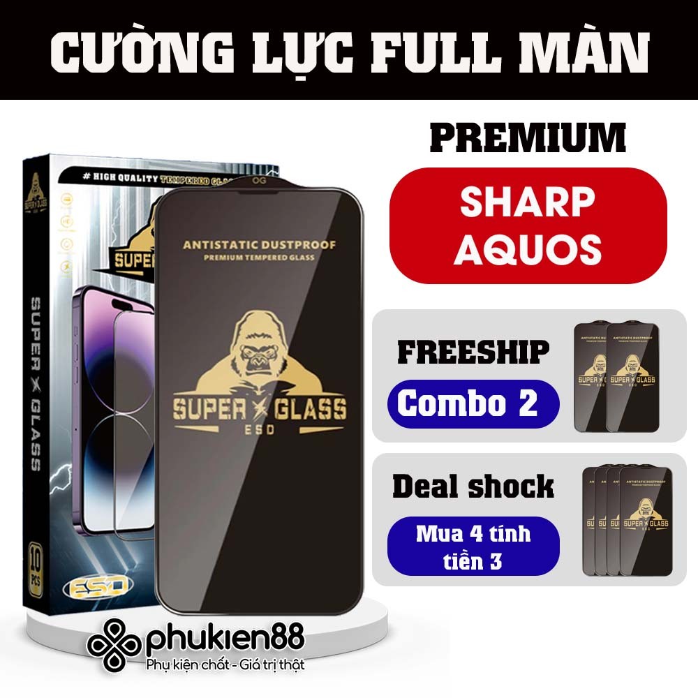 Kính cường lực Sharp Aquos Sense 9 / Wish 4 dán full màn, miếng dán bảo ...