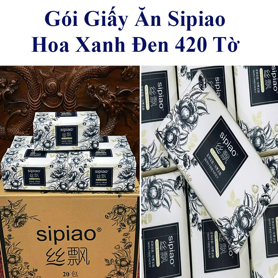 Gói Giấy Ăn Sipiao Hoa Xanh Đen 420 Tờ Siêu Dai | Shopee Việt Nam