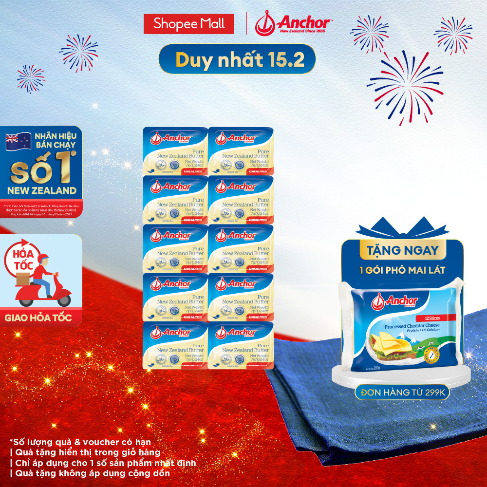 [GIẢM 40K PHÍ SHIP ĐƠN TỪ 100K] Bơ lạt Anchor vỉ 10 hộp - 7g/ hộp ...