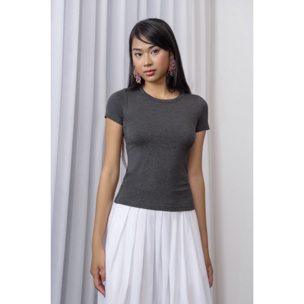 LIBÉ WORKSHOP - Áo thun baby tee dáng ôm màu xám | Shopee Việt Nam
