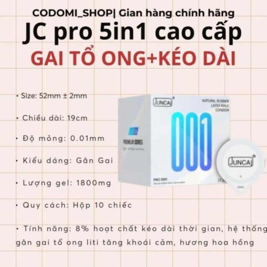Bao cao su gai JUNCAI Pro 5in1, có gai lớn và gân tổ ong, siêu mỏng 001 ...