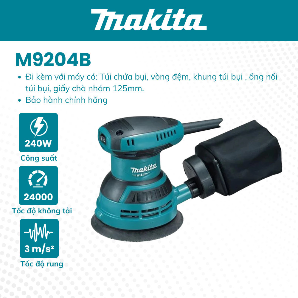 Máy Chà Nhám Makita Quỹ Đạo Tròn M9204B (240W-125MM) - Hàng Chính Hãng ...