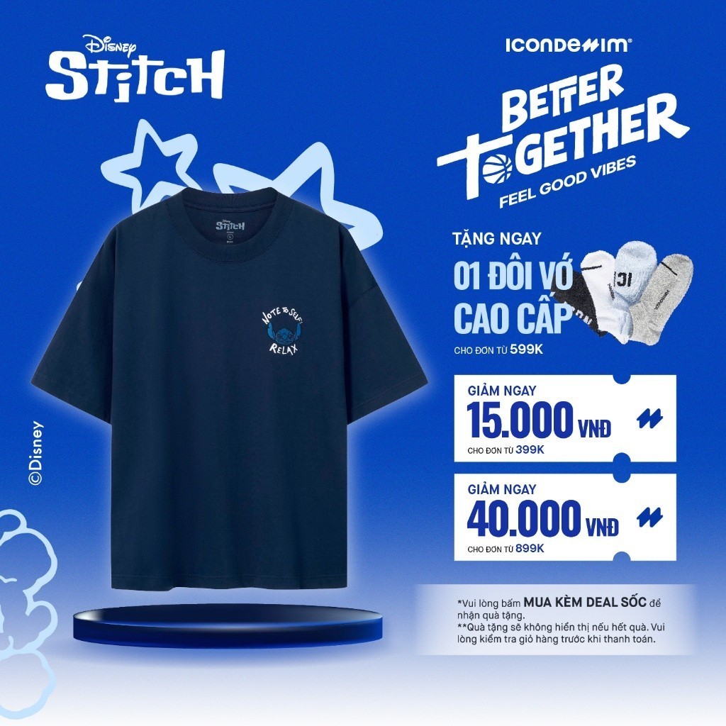 Áo Thun Nam Hoạ Tiết Disney Stitch Chill Vibes Form Boxy ATID0607 | Shopee Việt Nam