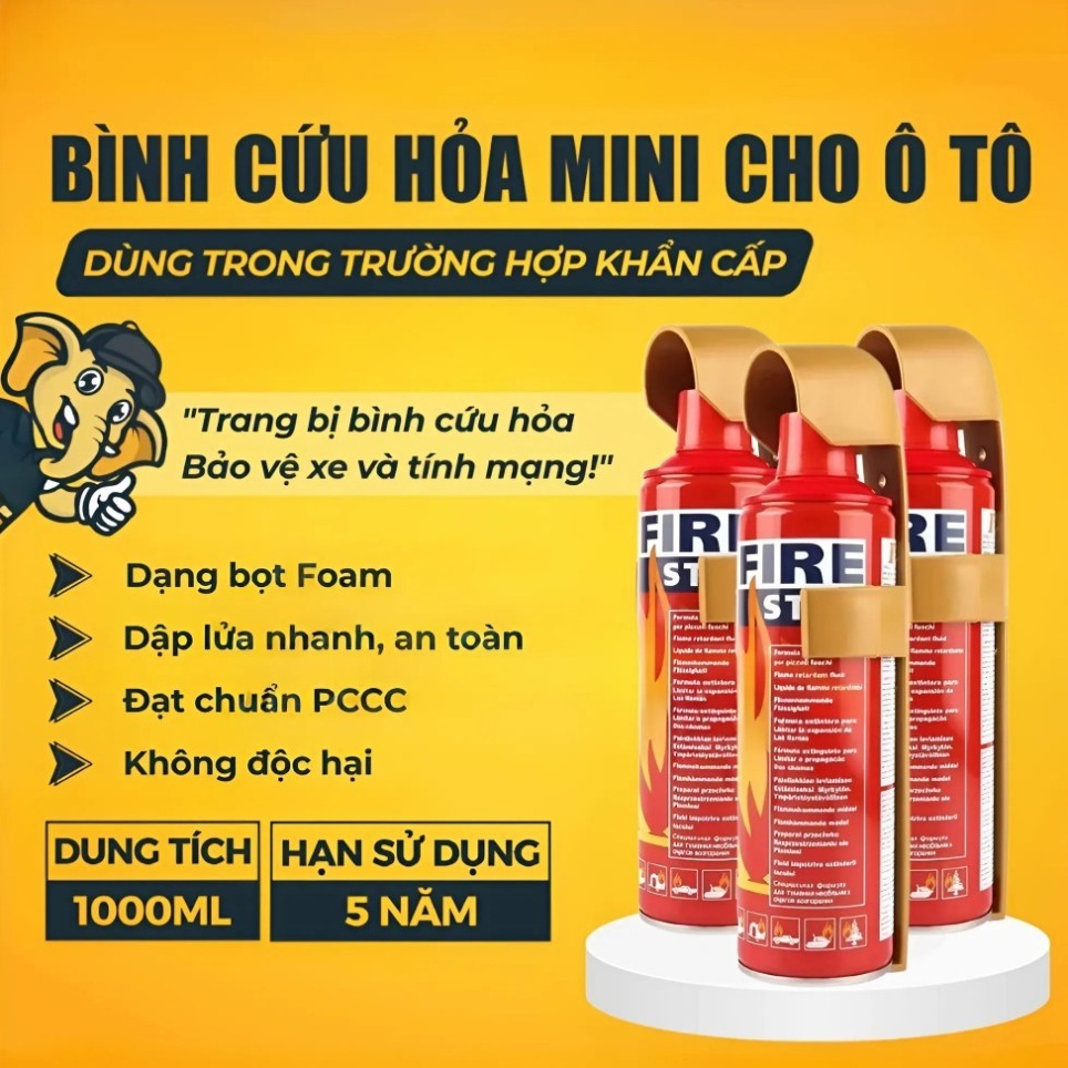 Bình Chữa Cháy Mini FIRE STOP – 500ml / 1000ml – Dập Lửa Nhanh, Gọn Nhẹ, Dễ Dùng Cho Ô Tô, Nhà Ở ...