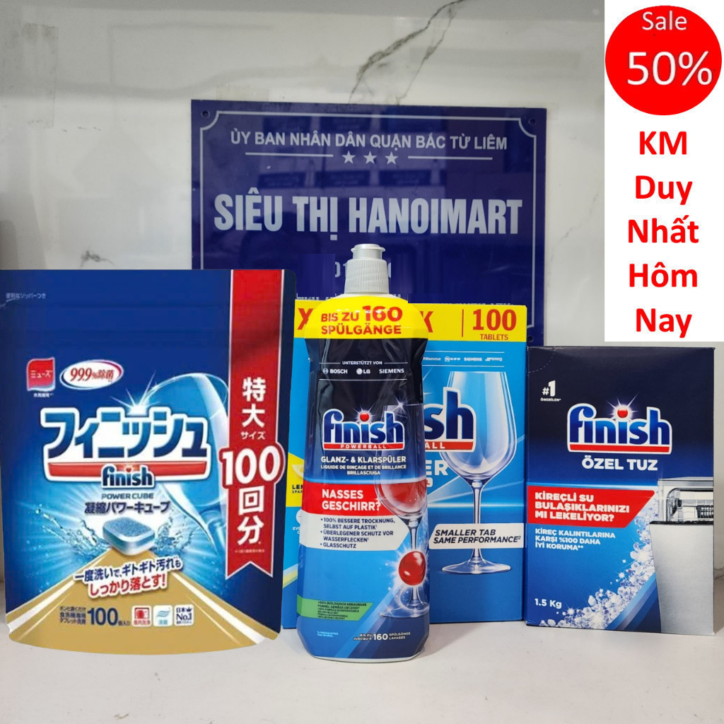 Viên rửa bát chén Finish Essential Đức EU Anh nhật 100 + Muối rửa bát ...
