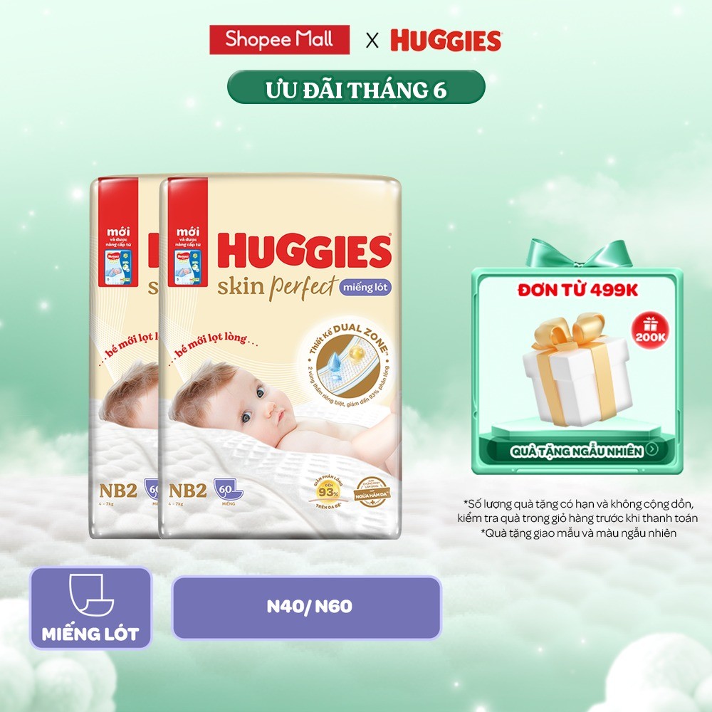 Combo 2 Miếng lót sơ sinh Huggies Skin Perfect Newborn 2 N40/N60 | Shopee Việt Nam