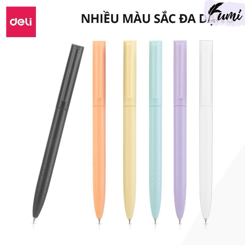 Bút bi dạng xoay Deli màu macaron S8 ngòi 0.5mm B149 - Bút gel mực đen ...