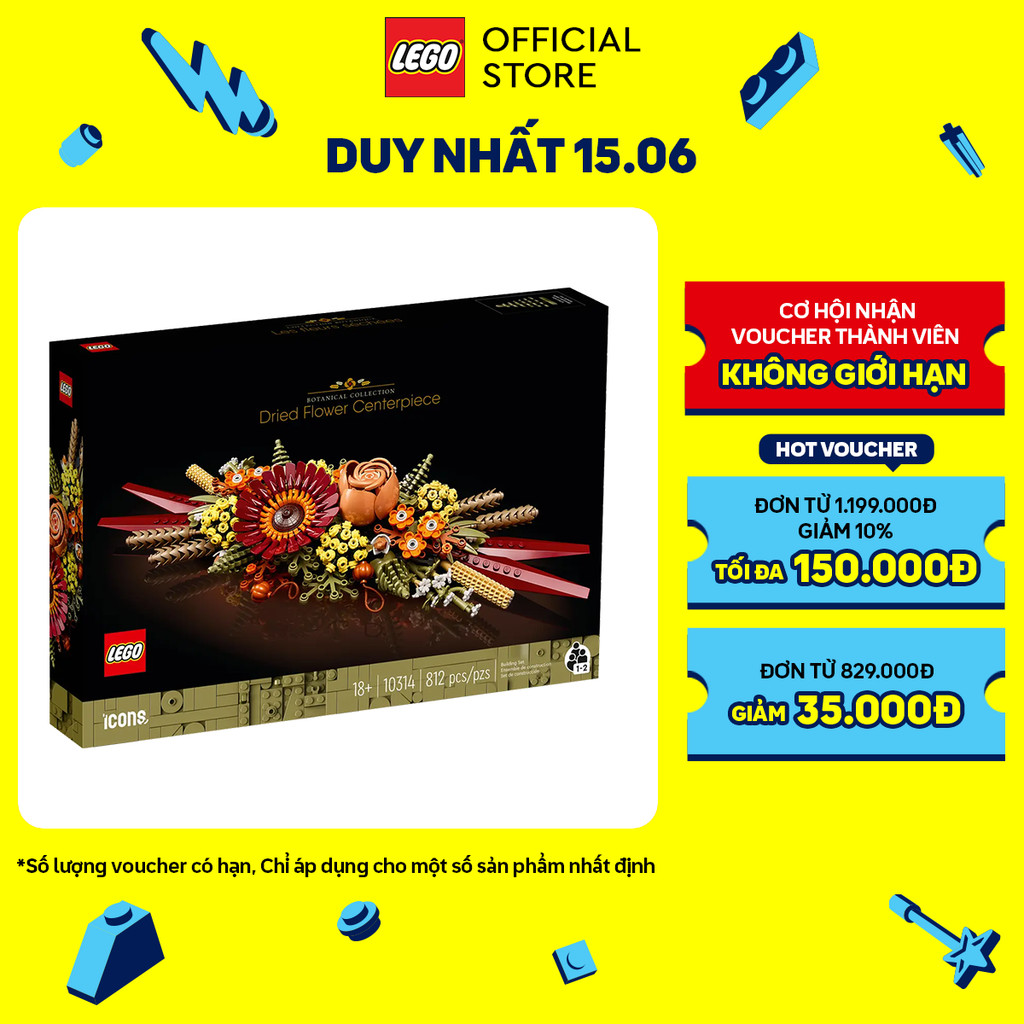 LEGO BOTANICALS 10314 Đồ chơi lắp ráp Hoa Khô Trang Trí LEGO Icons (812 ...