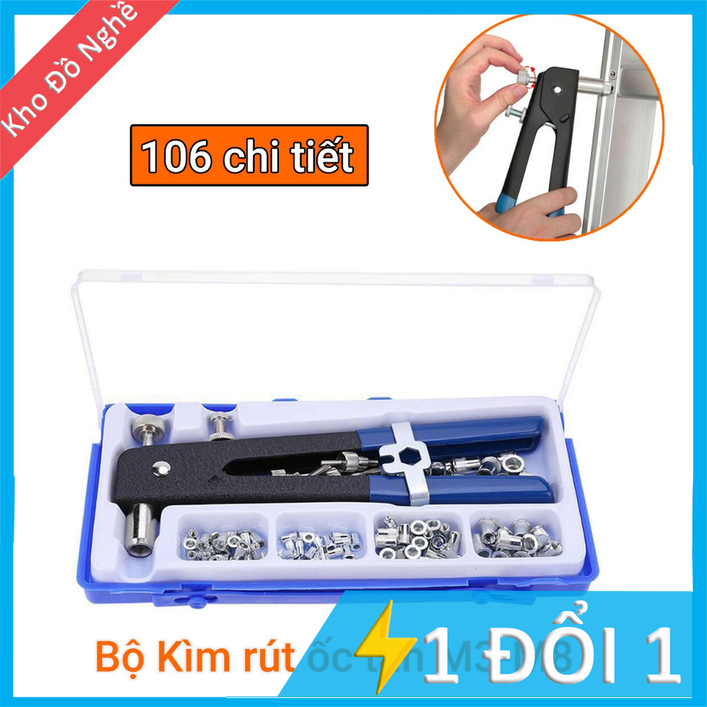 Bộ kìm rút ốc tán, ốc rút, ecu rút M3-M8 106 chi tiết bằng thép hợp kim ...