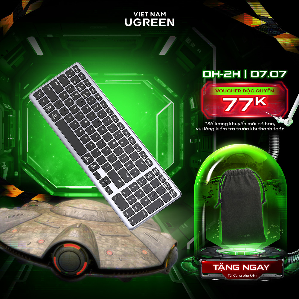Bàn phím không dây UGREEN KU005 | Kết nối 4 thiết bị | Pin sạc dung lượng 400mAh | Bảo hành 18 ...