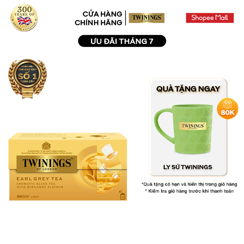 Trà Túi Lọc Bá Tước Twinings Earl Grey 25 gói x 2g | Shopee Việt Nam