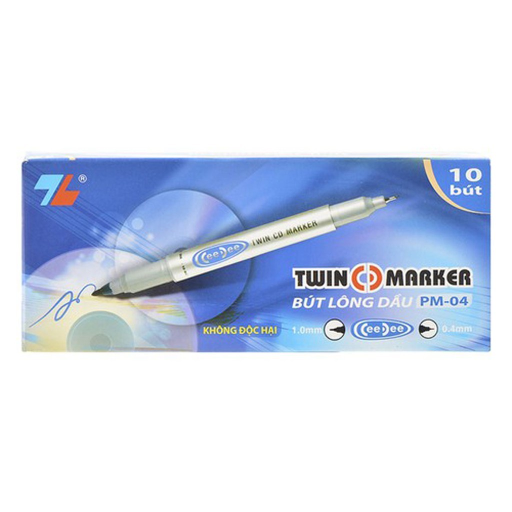 Bút Lông Dầu Thiên Long PM-04 (2 đầu nhỏ) - Hộp 10 cây | Shopee Việt Nam