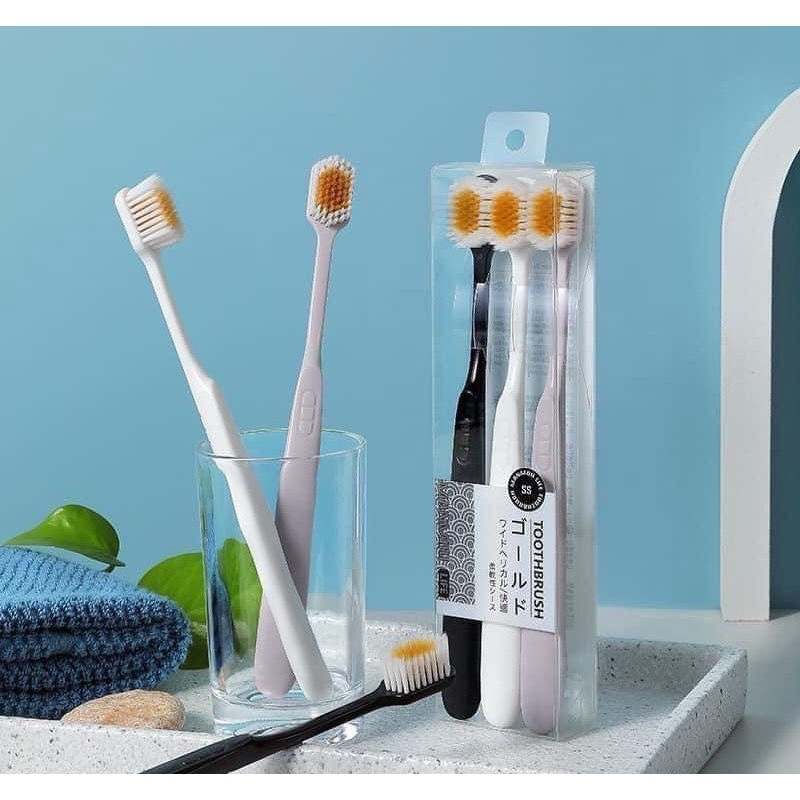 Set 3 bàn chải đánh răng xuất Nhật mềm mịn Toothbrush - Hộp set 3 cây ...