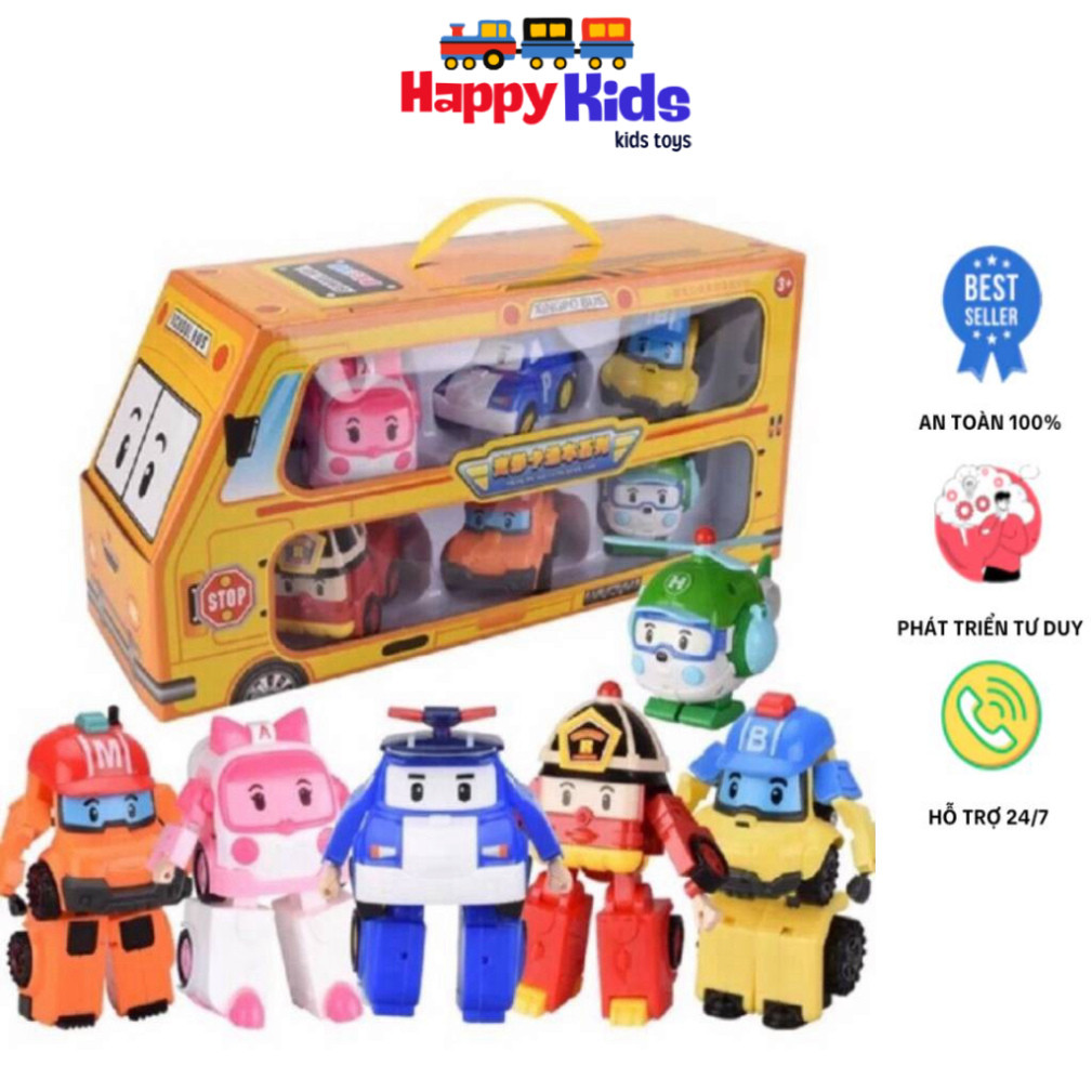 Bộ 6 Nhân Vật Biệt Đội Robocar Poli Biến Hình Máy Bay & Robot Cho Bé ...