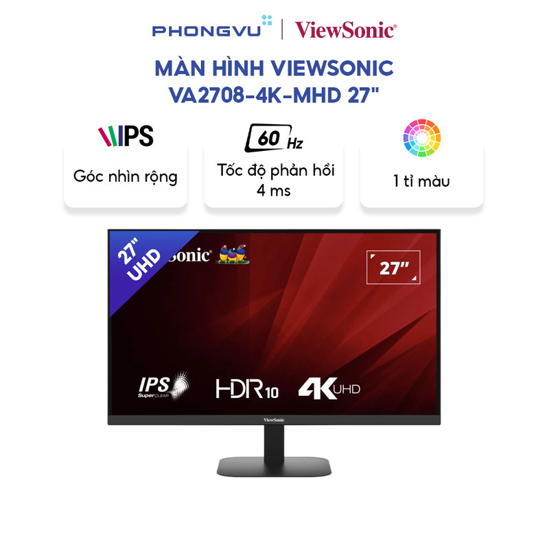 Màn hình 4K VIEWSONIC VA2708-4K-MHD (3840 x 2160/IPS/60Hz/4 ms) - Hàng ...
