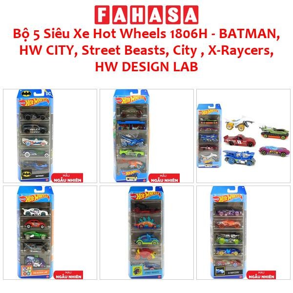 Bộ 5 Siêu Xe Hot Wheels 1806H - BATMAN, HW CITY, Street Beasts, City ...