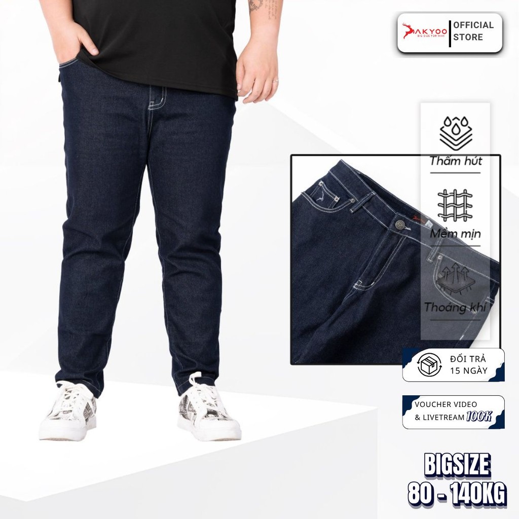 Quần Jean Nam Bigsize 80-140kg AKYOO, Bigsize Nam - QJ A6A | Shopee ...