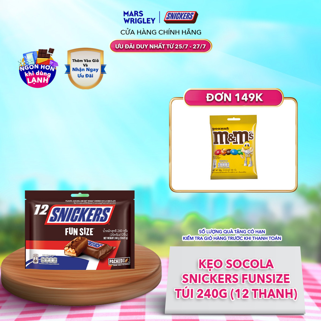 Kẹo Socola Snickers Funsize túi 240g (12 thanh) | Shopee Việt Nam