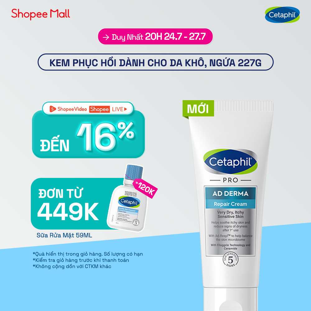 Kem làm dịu và phục hồi dành cho da khô, ngứa CETAPHIL PRO AD DERMA ...