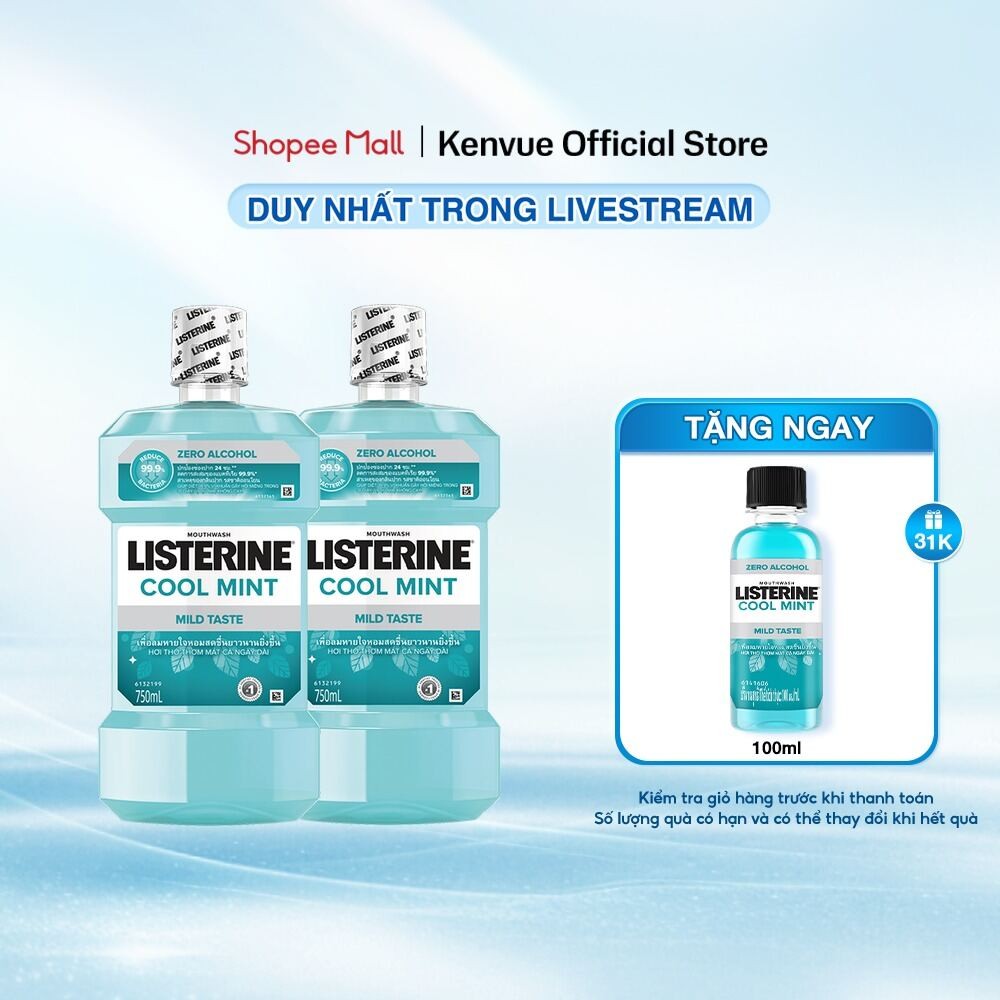 [Độc quyền KOL] Bộ 2 Chai NSM Listerine Giúp Hơi Thở Thơm Mát Cool Mint ...