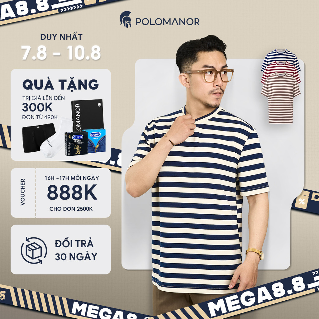 [GIẢM 50%] Áo thun nam cổ tròn kẻ sọc TSHIRT TOBY, BST TỪ NHÀ RA PHỐ ...