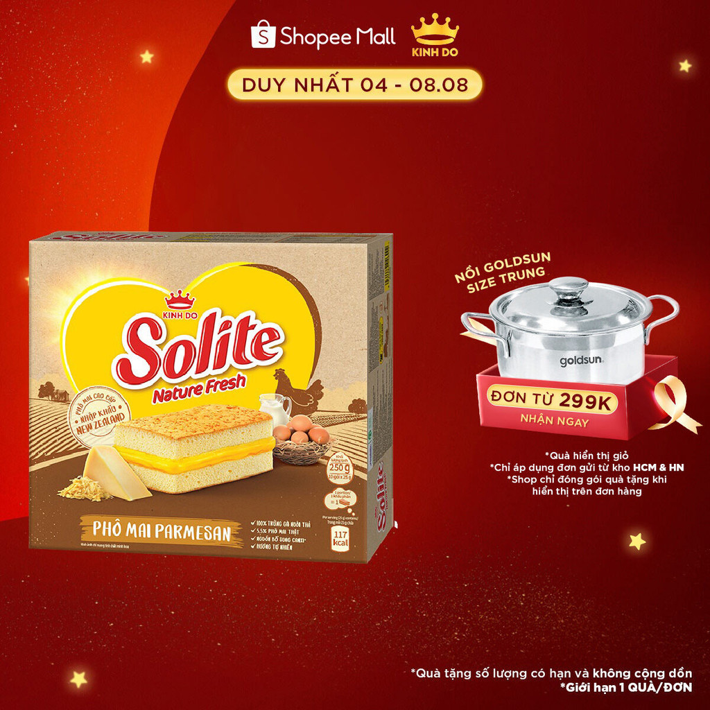 Bánh Bông Lan Kem Phô Mai Solite Nature Fresh, Hộp 250G | Shopee Việt Nam